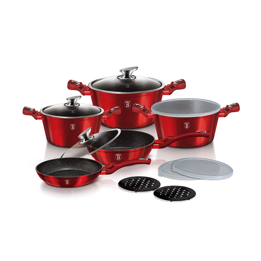 Berlinger Haus 13 részes edénykészlet Metallic Line Burgundy Edition B – Kerámia Otthon Vintage ...