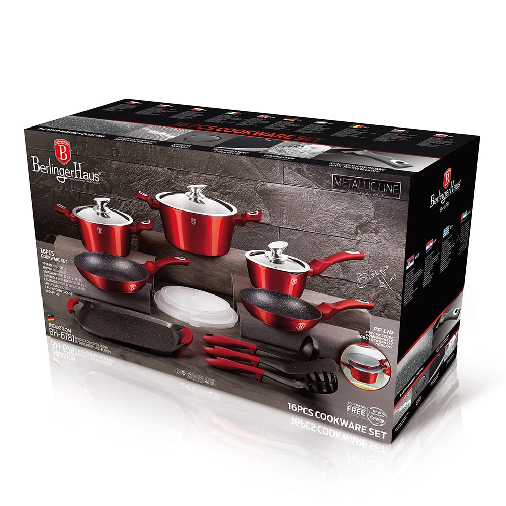 Berlinger Haus 16 részes edénykészlet Metallic Line Burgundy Edition – Kerámia Otthon Vintage ...